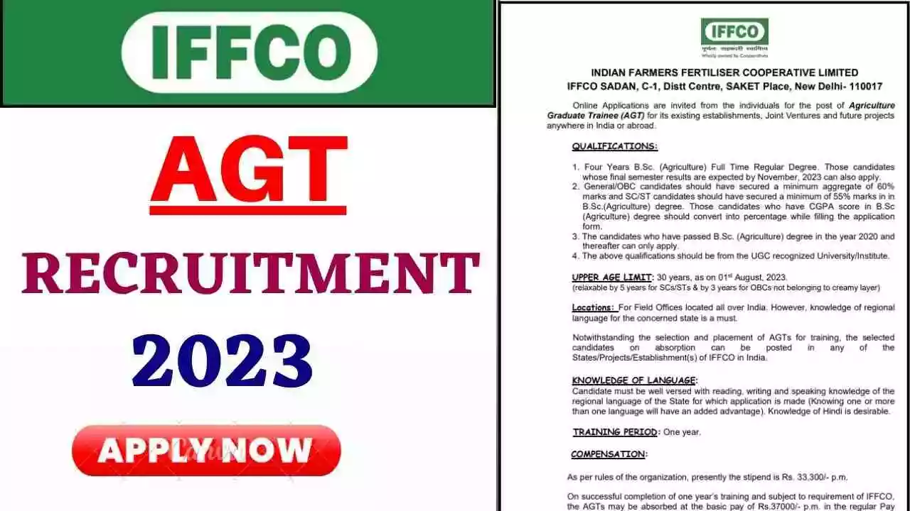 IFFCO AGT Recruitment 2023 Notification Out, Apply Online - Enijukti.net
